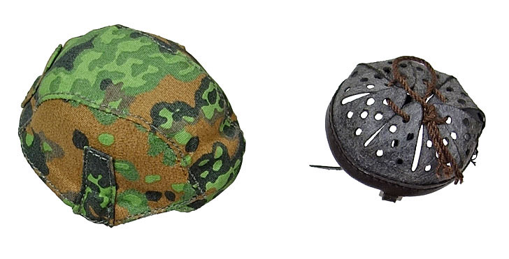 WWII German SS MG42 Machine Gunner AL100016A - Helmet w/ Cloth Camo Cover